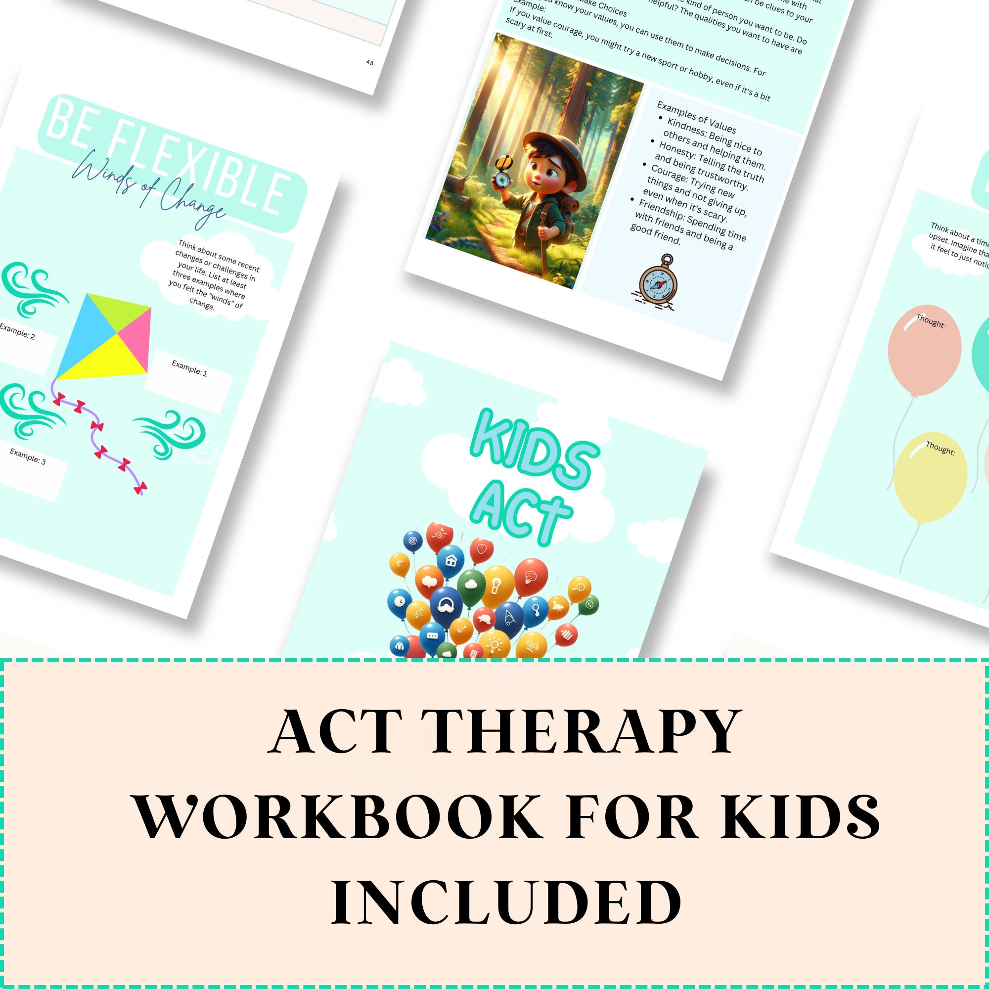 Kids Act Therapy Workbook, Act Therapy Worksheets, School Counselor ...