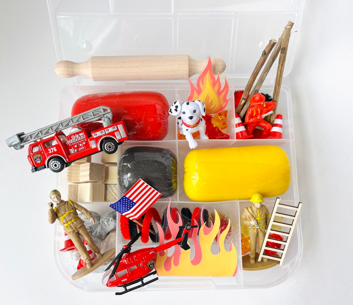 Fire Fighter Playdough Kit, Fire Truck Kit, Play Dough Kit, Red Truck ...