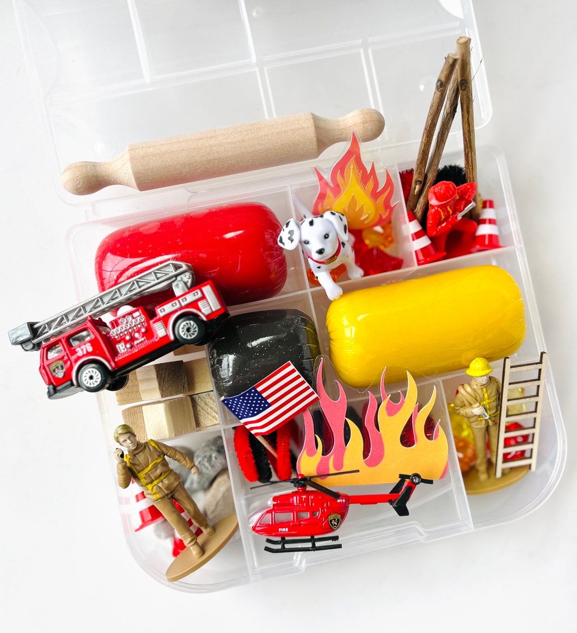 Fire Fighter Playdough Kit, Fire Truck Kit, Play Dough Kit, Red Truck ...