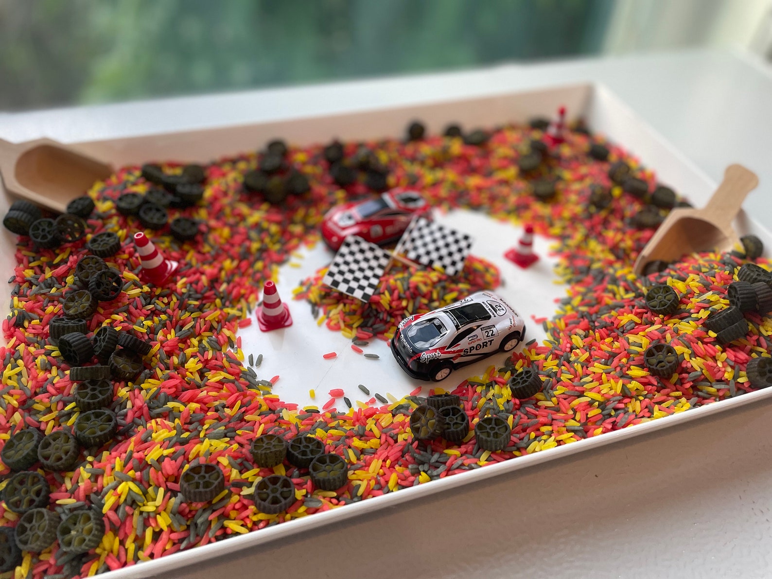 Race Car Sensory Bin Filler, Sensory Rice, Race Car Rice, Car Sensory ...