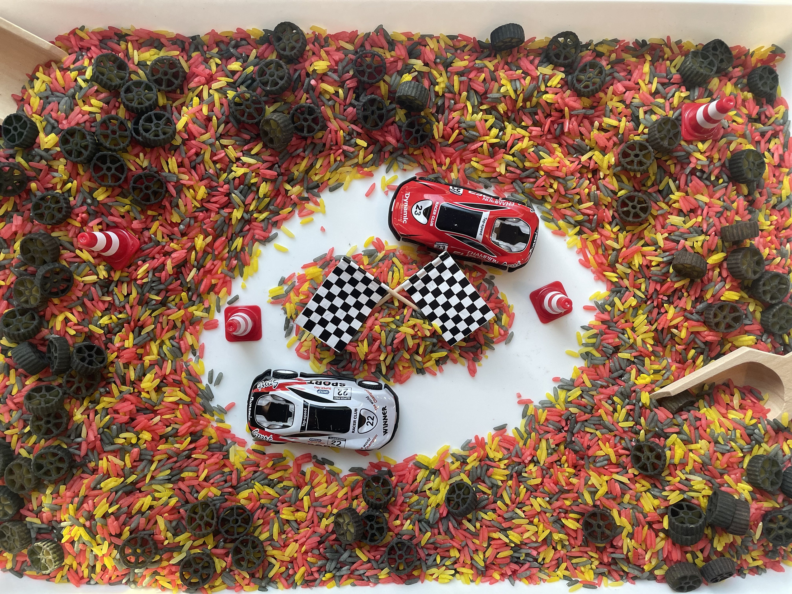 Race Car Sensory Bin Filler, Sensory Rice, Race Car Rice, Car Sensory ...