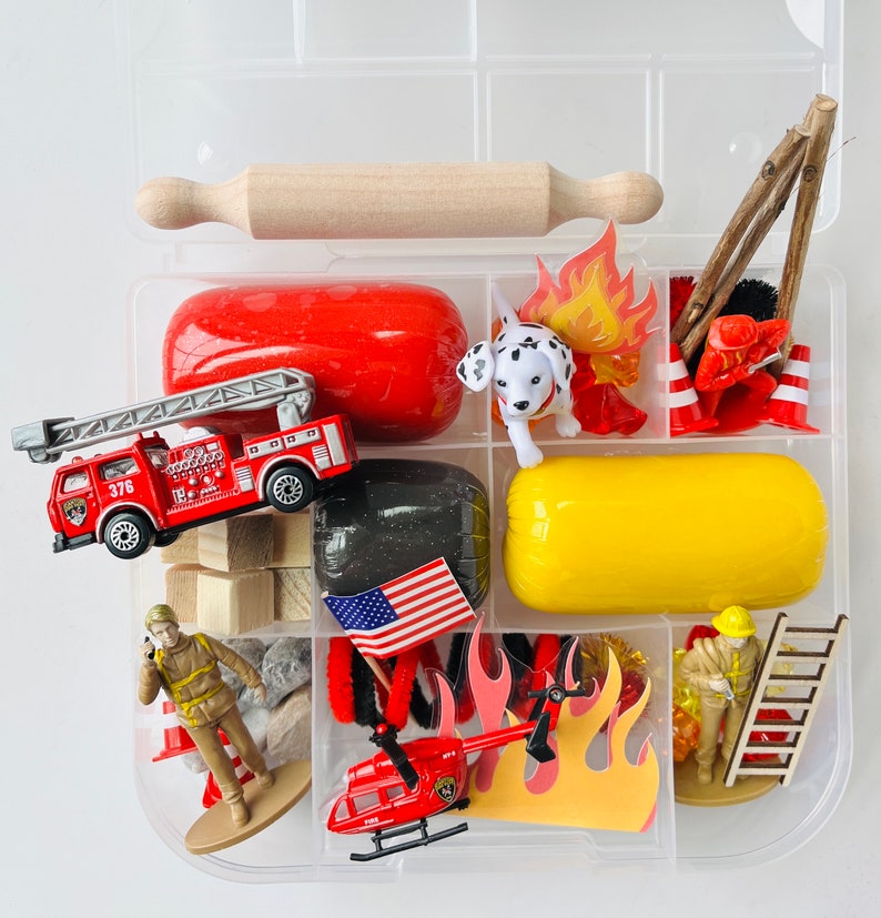 Fire Fighter Playdough Kit, Fire Truck Kit, Play Dough Kit, Red Truck ...