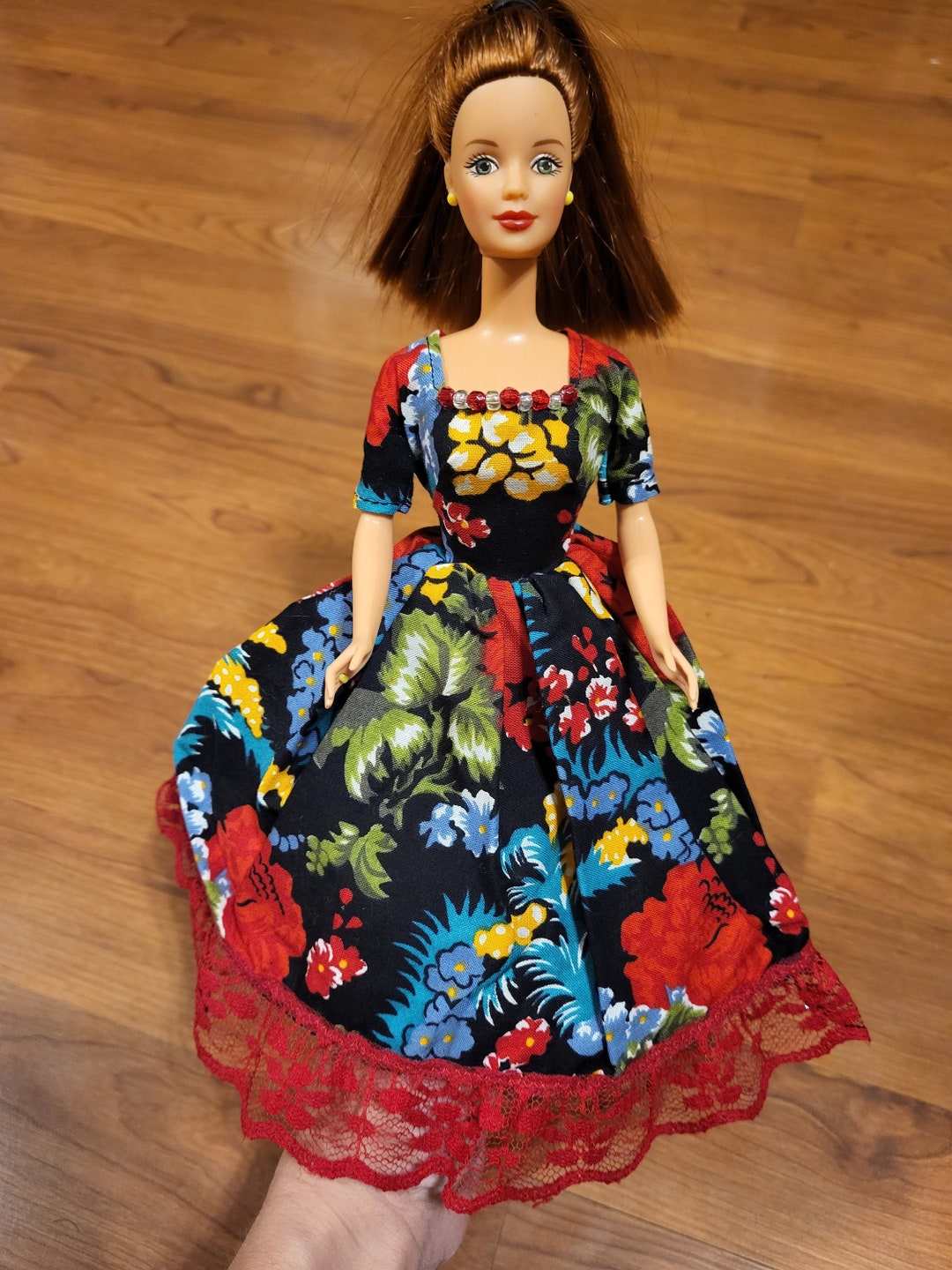 Colorful Dress for Barbie, All Occasions, Fun Floral Pattern, Handsewn ...