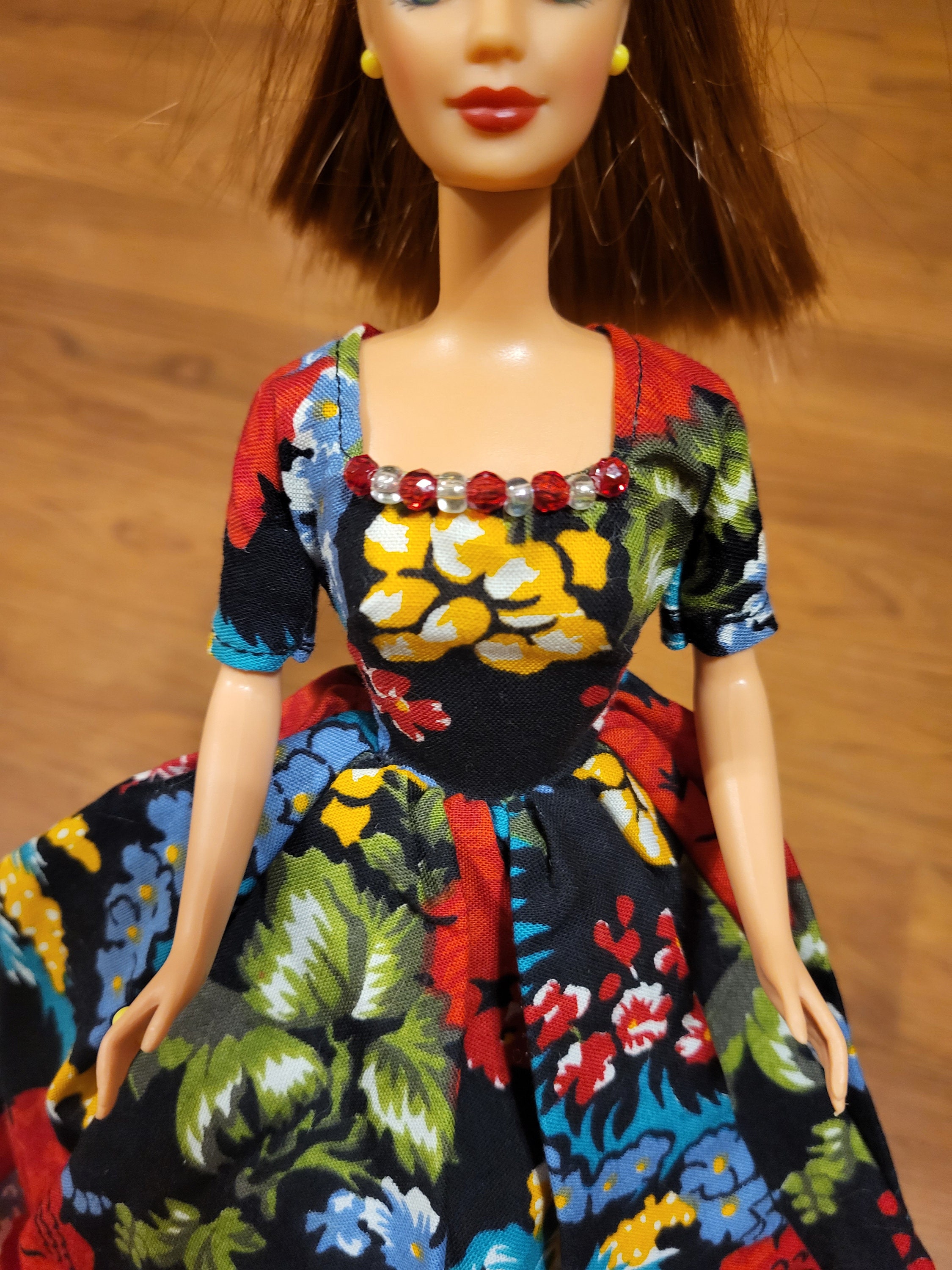 Colorful Dress for Barbie, All Occasions, Fun Floral Pattern, Handsewn ...