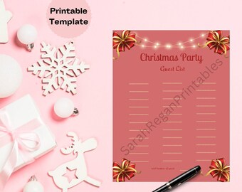 Christmas Party Printable Guest List - Etsy