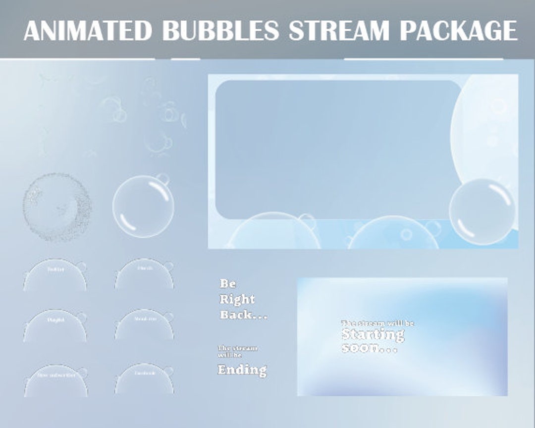 Animated Customizable Bubbles Streaming Overlay/cute Stream/package ...