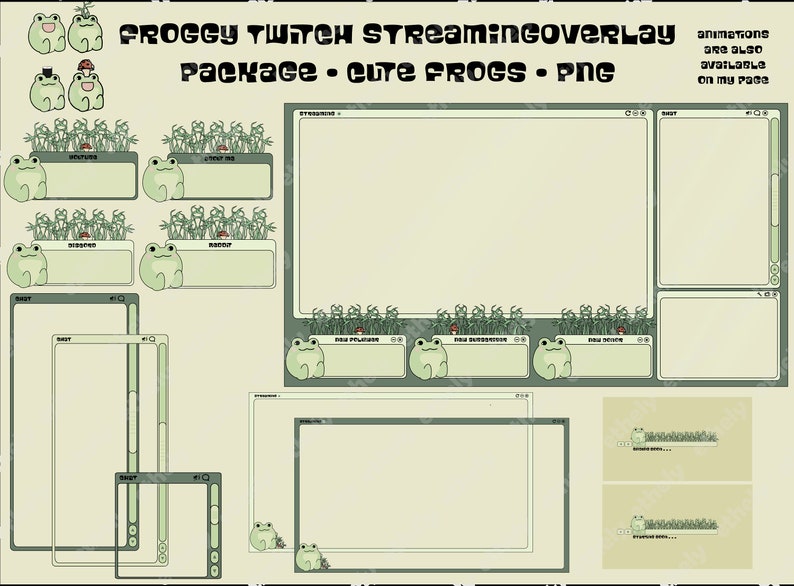 Multicolor Green Cute Froggy Twitch Streaming Overlay PNG - Etsy
