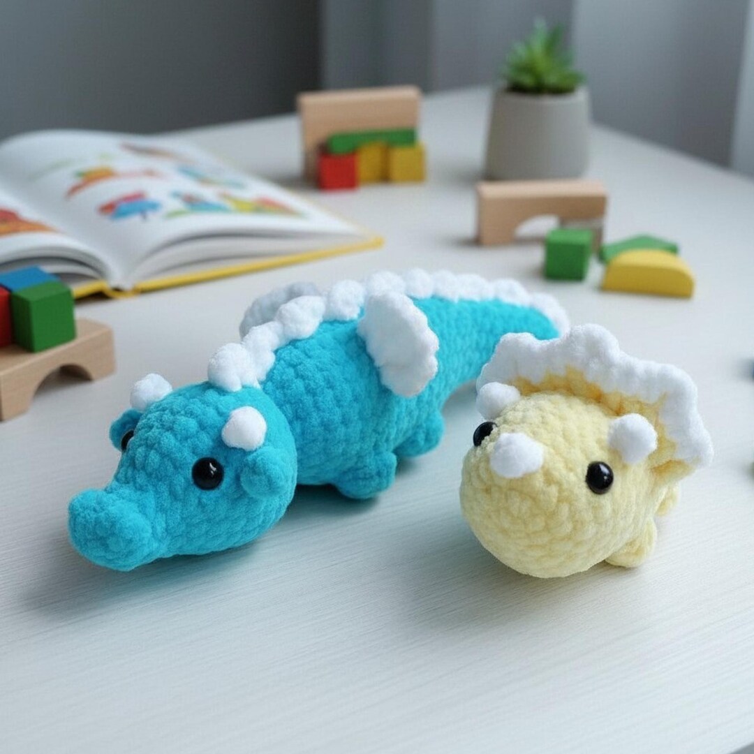 Dragon and Triceratops Crochet Patterns PDF Beginner Friendly Fantasy ...