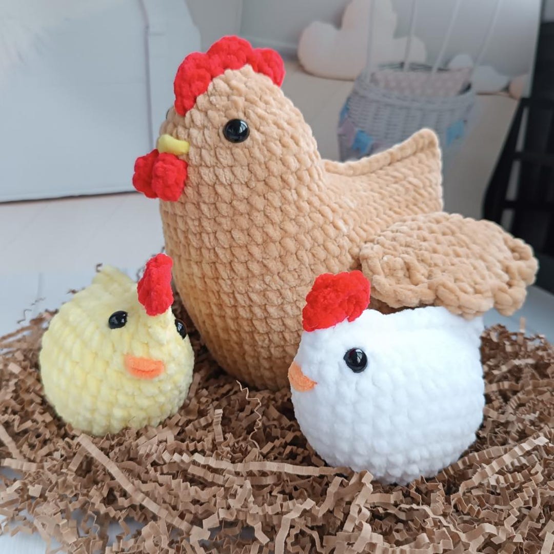 Chicken Plush Crochet No Sew Patterns Plush Country Chicken 2 Size and ...