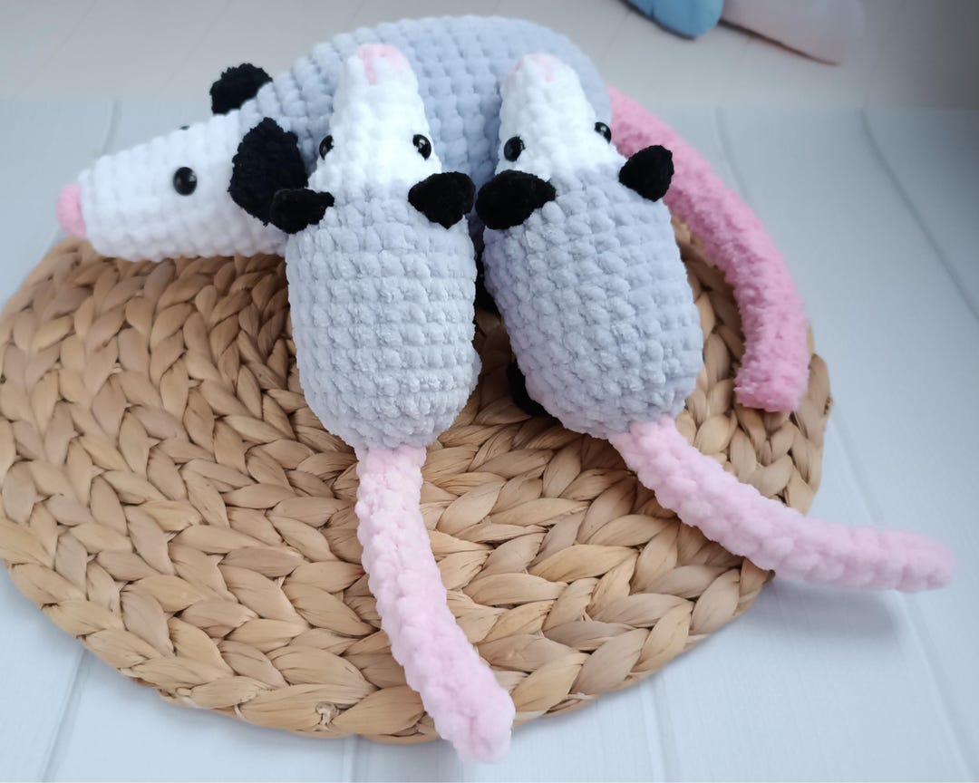 Crochet Opossum Plush Family No Sew Patterns Amigurumi Possum for the ...
