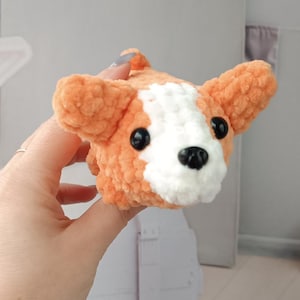 Crochet Corgi Dog Plush No Sew Pattern Cute Kawaii Crochet Keychains Corgi Mini Puppy Amigurumi ...