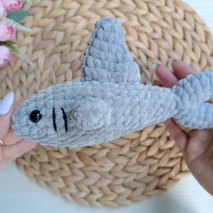 Crochet Shark Plush Pattern Cute Kawaii Keychain Amigurumi Tutorial PDF ...
