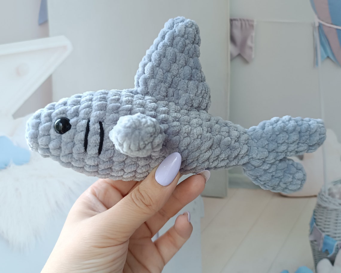 Crochet Shark Plush Pattern Cute Kawaii Keychain Amigurumi Tutorial PDF ...