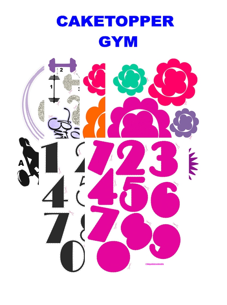 Cake Topper Happy Birthday GYM, Cutting File, Printable, Instant ...