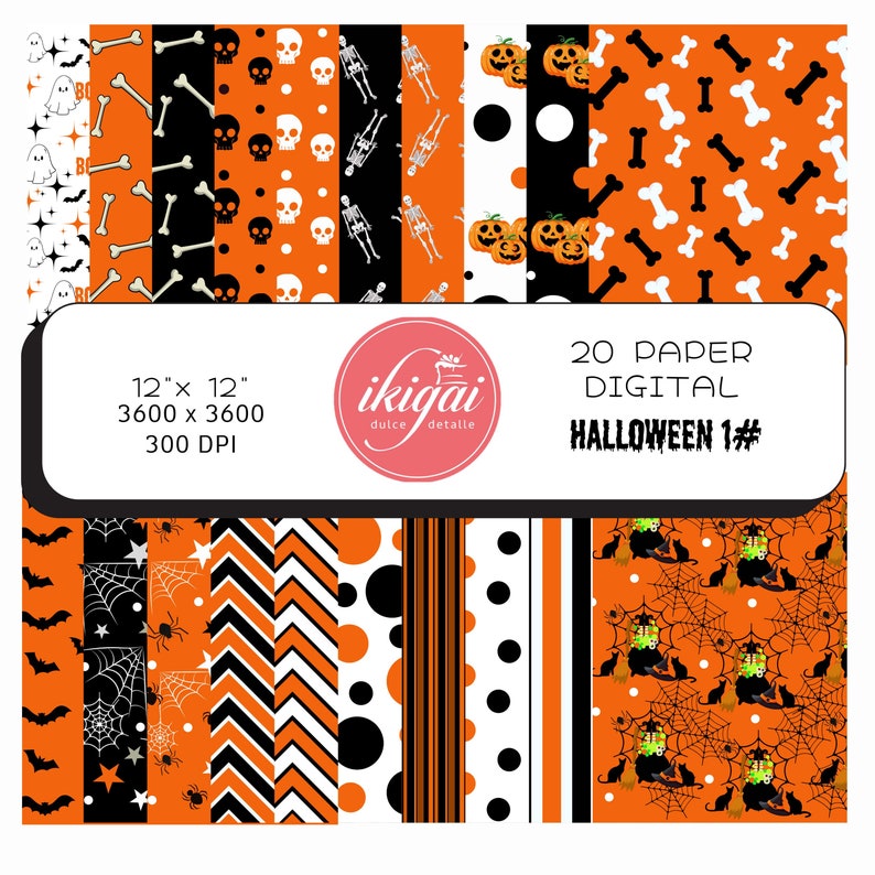 Digital Paper Pack Halloween, Cute Design Paper, Scrapbook, Printable ...