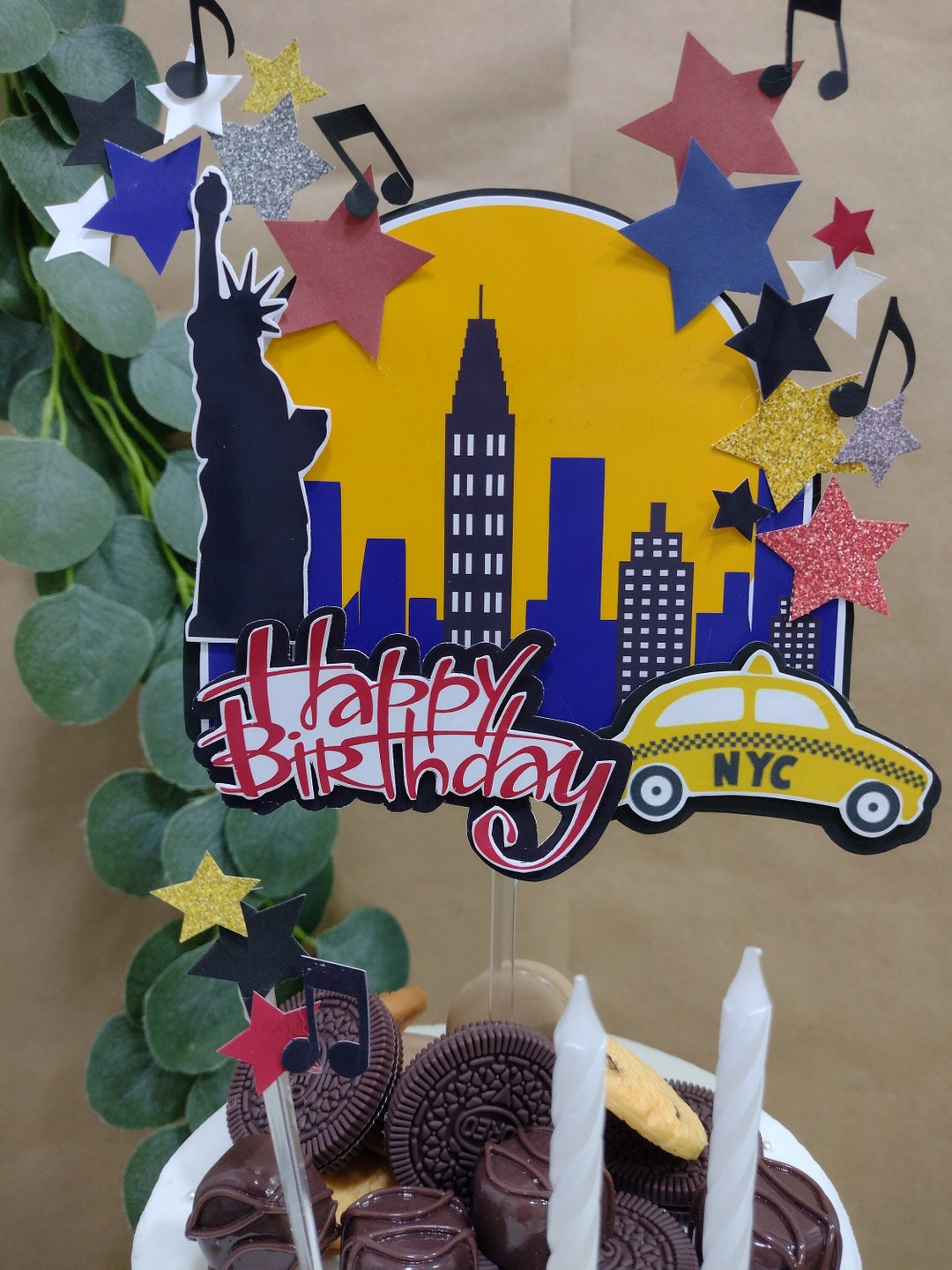 Cake Topper Happy Birthday NEW YORK Printable, Instant Download, Pdf ...