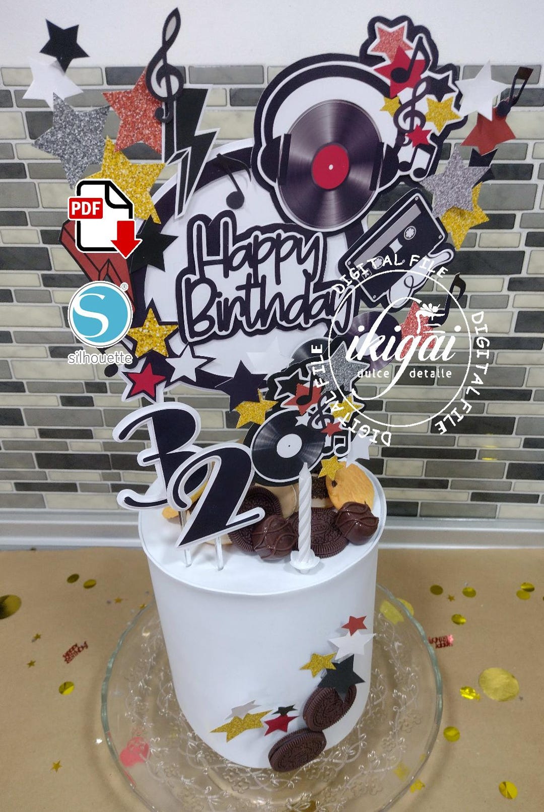 Cut File, Discomusic 3D Cake Topper Birthday - Etsy