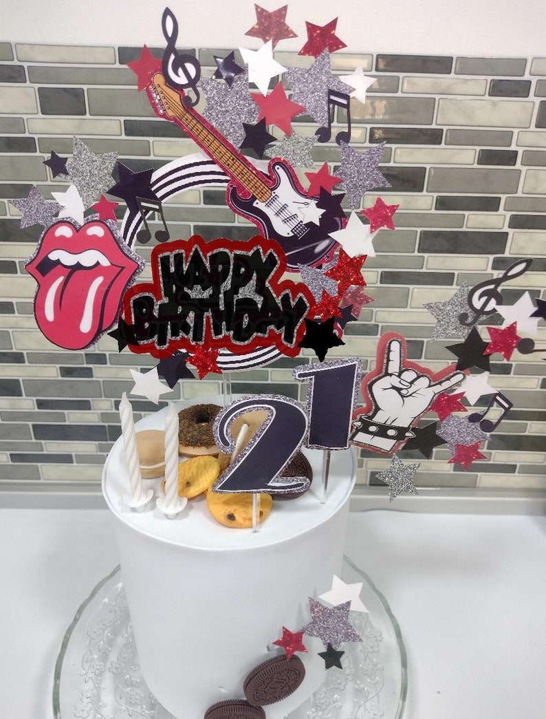 Cake Topper Birthday ROCK, Cutting File, Instant Download, Pdf, Cameo ...