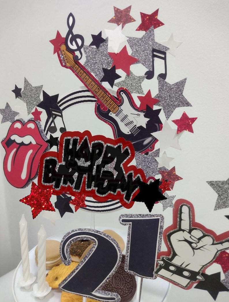 Cake Topper Birthday ROCK, Cutting File, Instant Download, Pdf, Cameo ...
