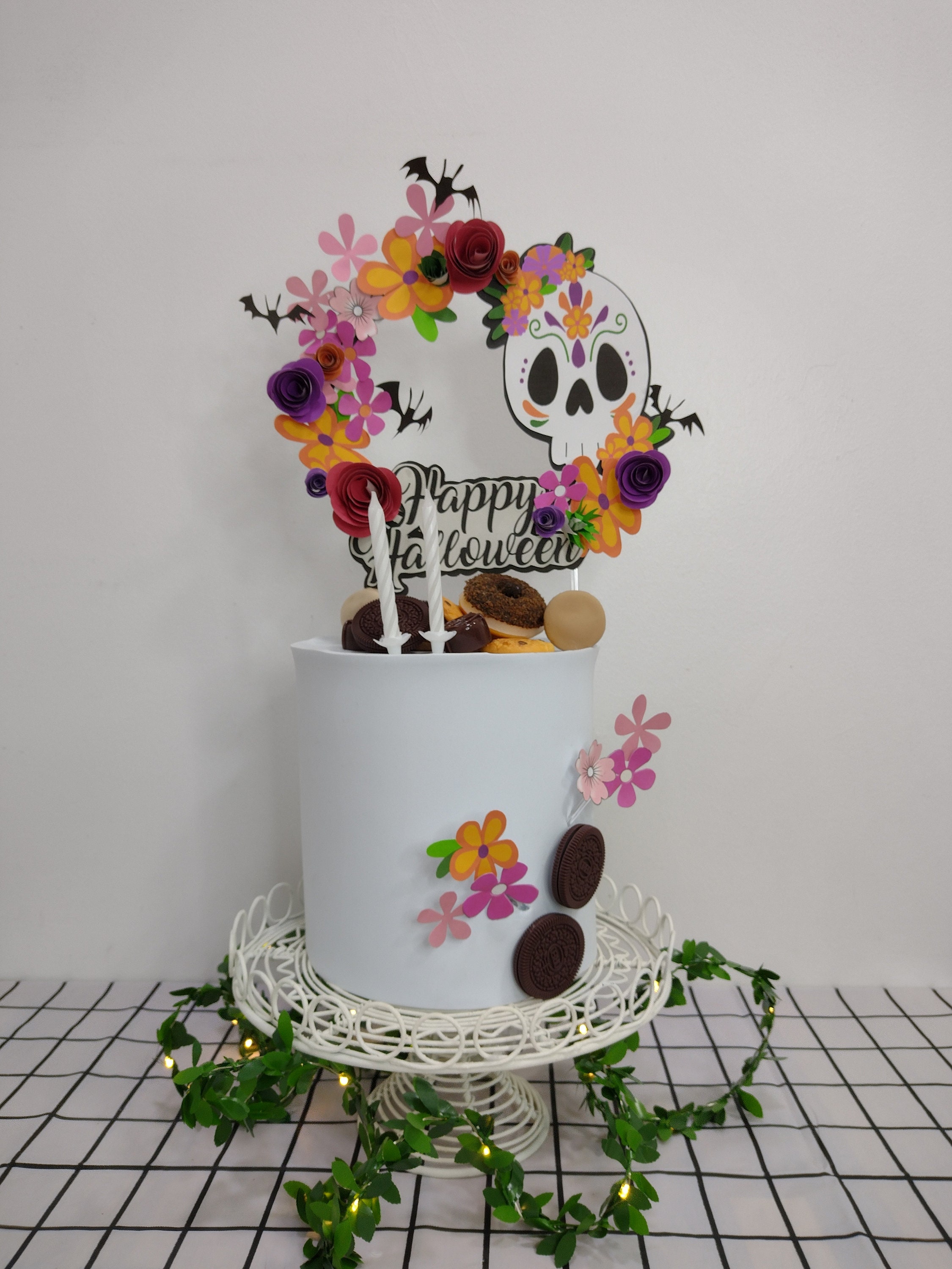 Cake Topper Happy Birthday CATRINA FLORAL Printable Instant - Etsy