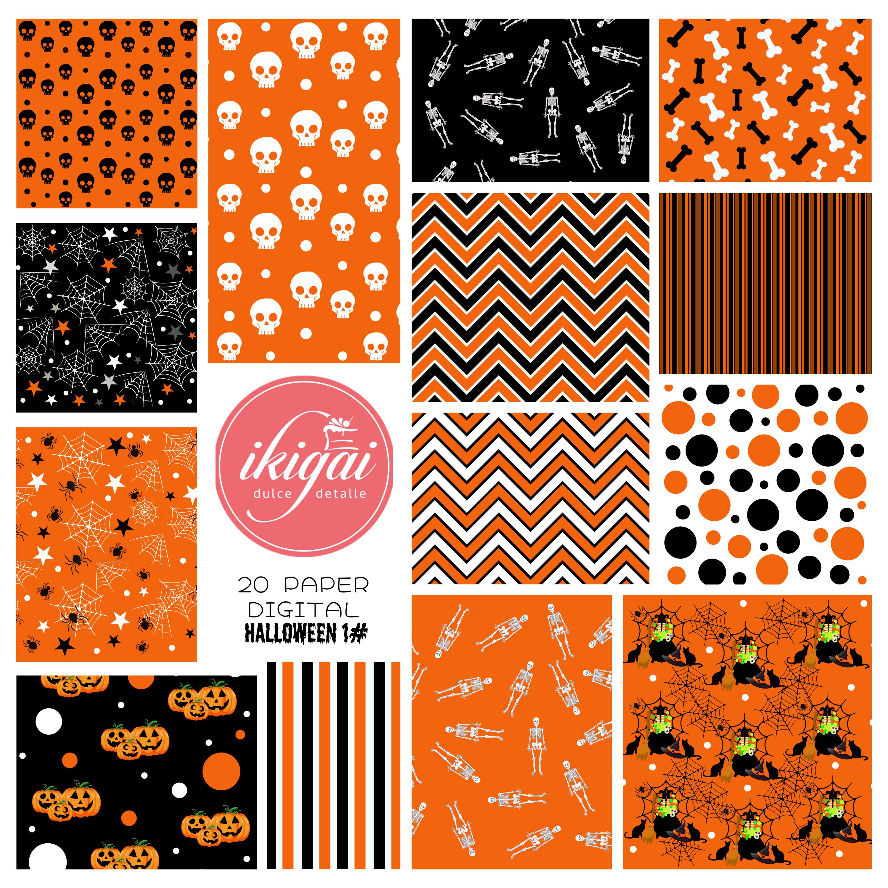 Digital Paper Pack Halloween, Cute Design Paper, Scrapbook, Printable ...