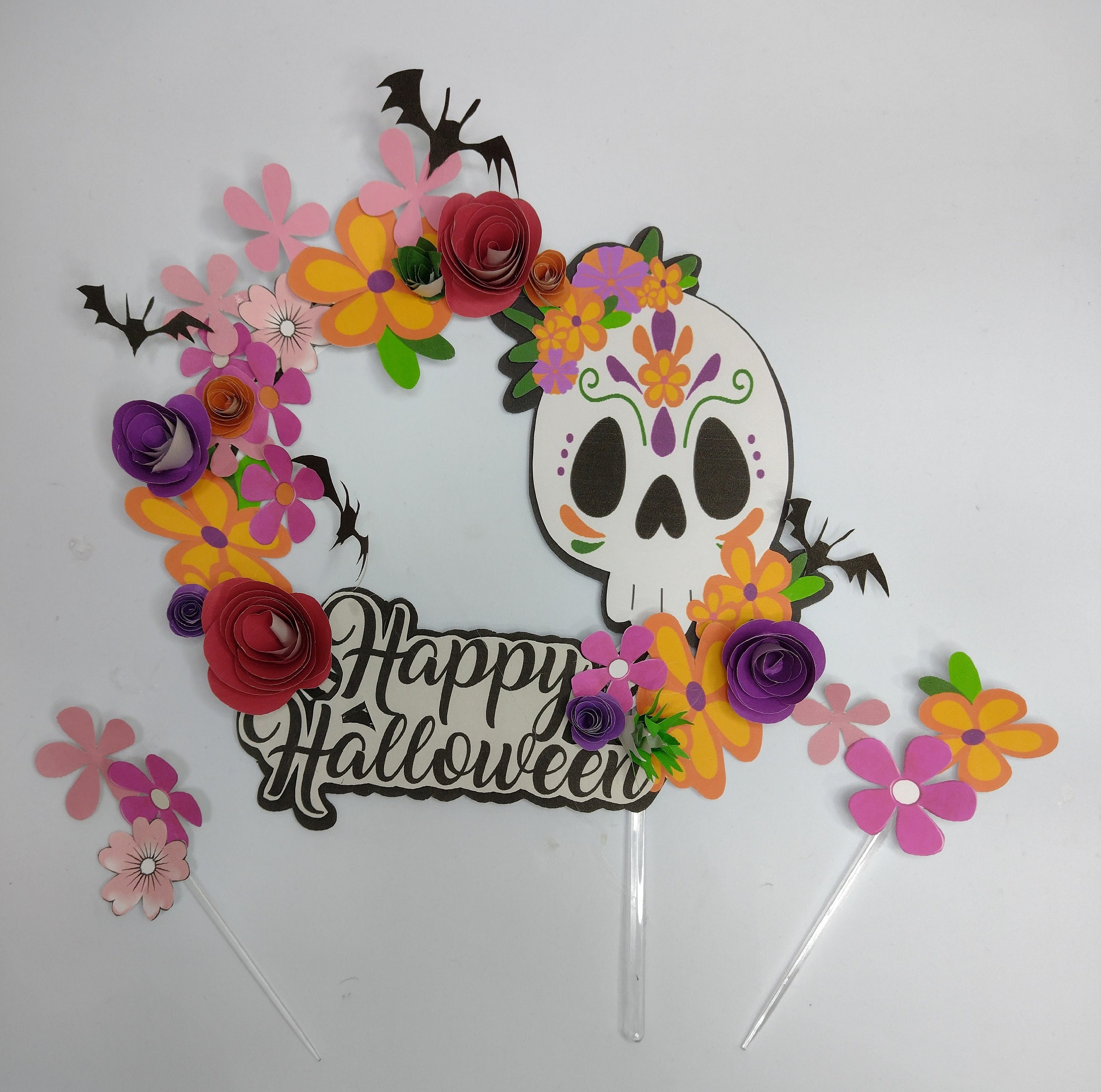 Cake Topper Happy Birthday CATRINA FLOWERS, Cutting File, Printable ...