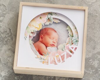 Baby Picture Shadow Box 3D Baby Photo Frame Baby Birth Stats - Etsy