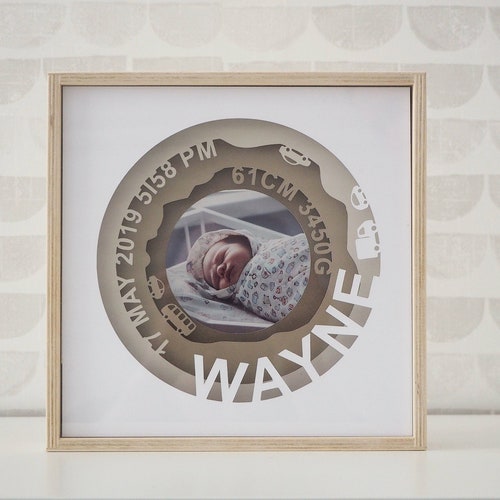 Baby Photo Frame Baby Picture Shadow Box Baby Birth Stats - Etsy