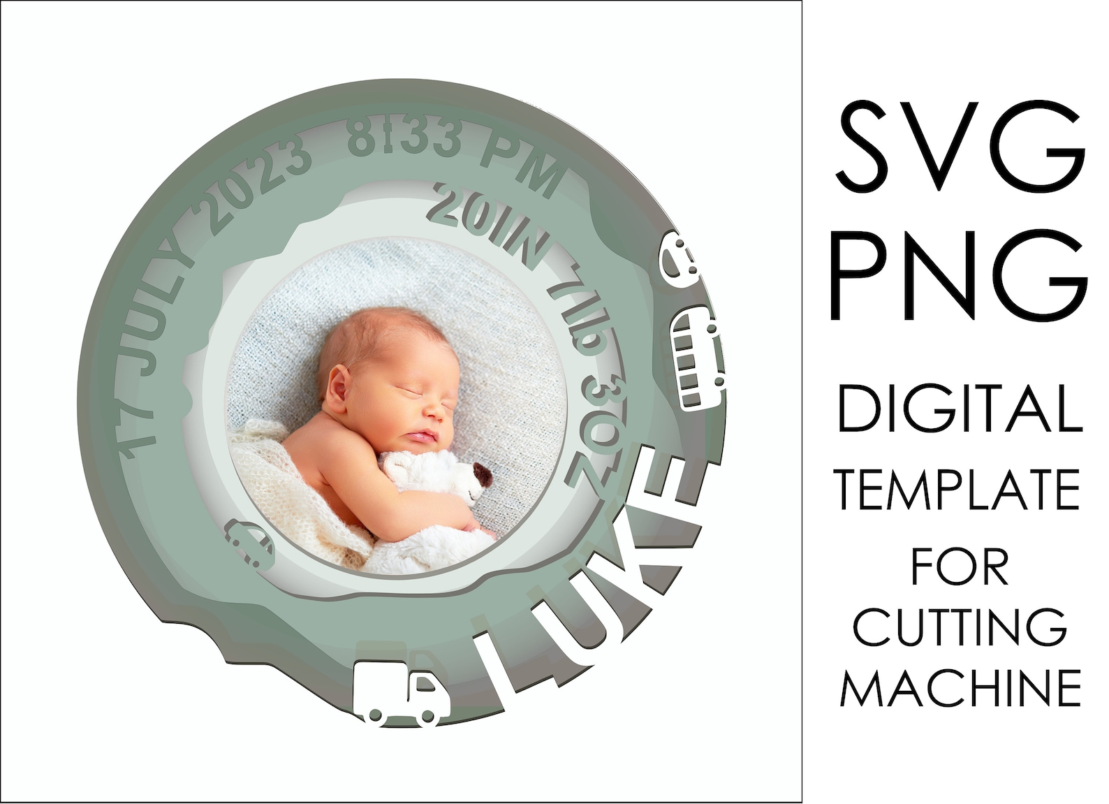 Baby Birth Stats Shadow Box, Baby Photo Frame, Baby Birth Stats SVG ...