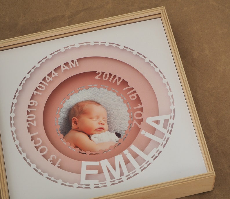 Baby Photo Frame, Baby Picture Shadow Box, Baby Birth Stats Shadow Box ...