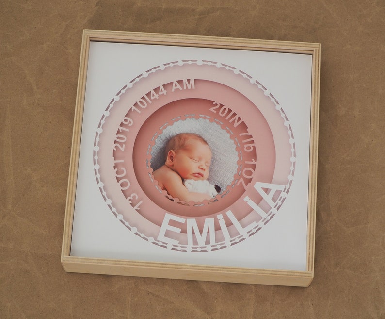 Baby Photo Frame Baby Picture Shadow Box Baby Birth Stats - Etsy