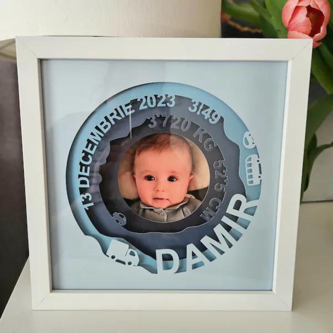 Baby Birth Stats Shadow Box, Baby Photo Frame, Baby Birth Stats SVG ...