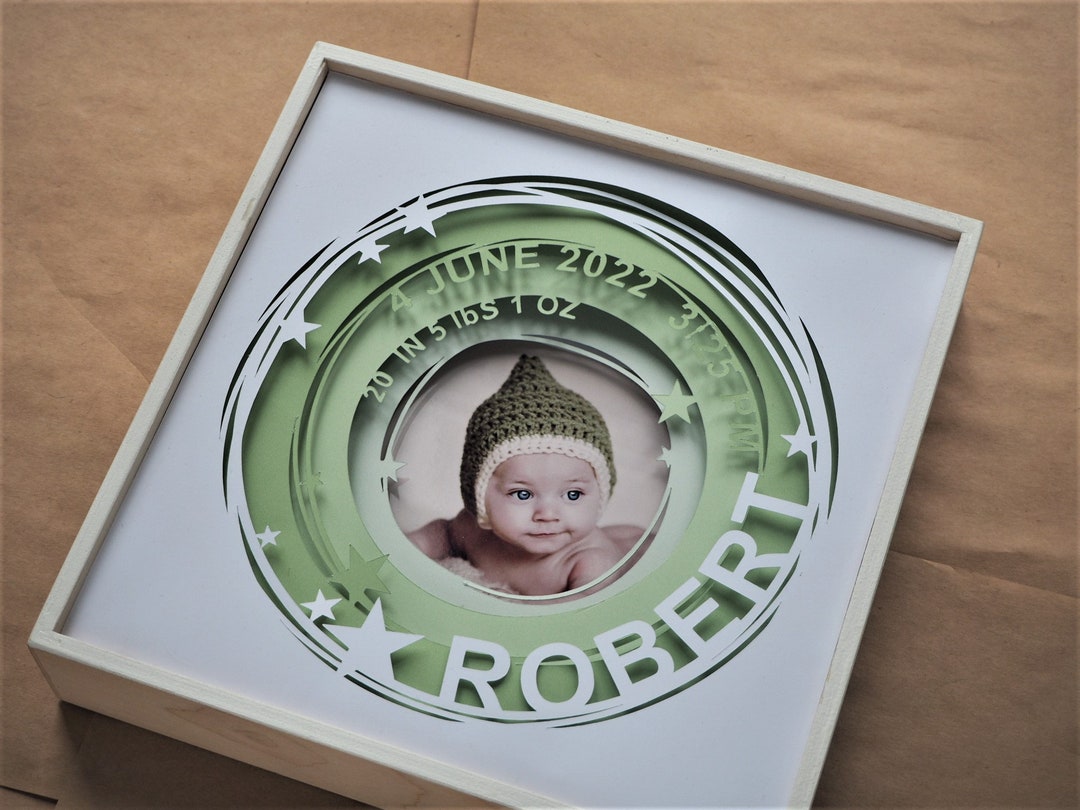 Baby Birth Stats Shadow Box, Baby Birth Stats SVG, Baby Photo Frame ...