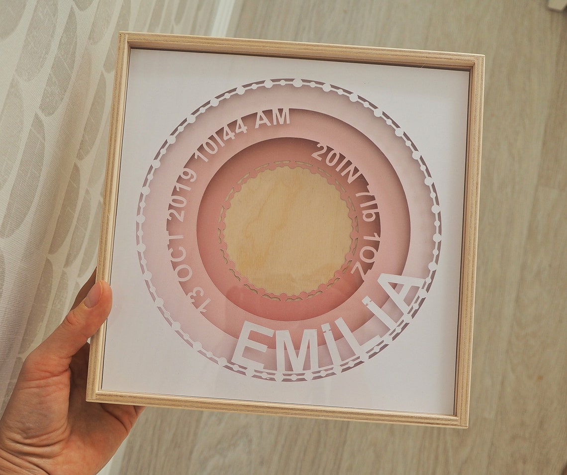 Baby Photo Frame Baby Picture Shadow Box Baby Birth Stats - Etsy