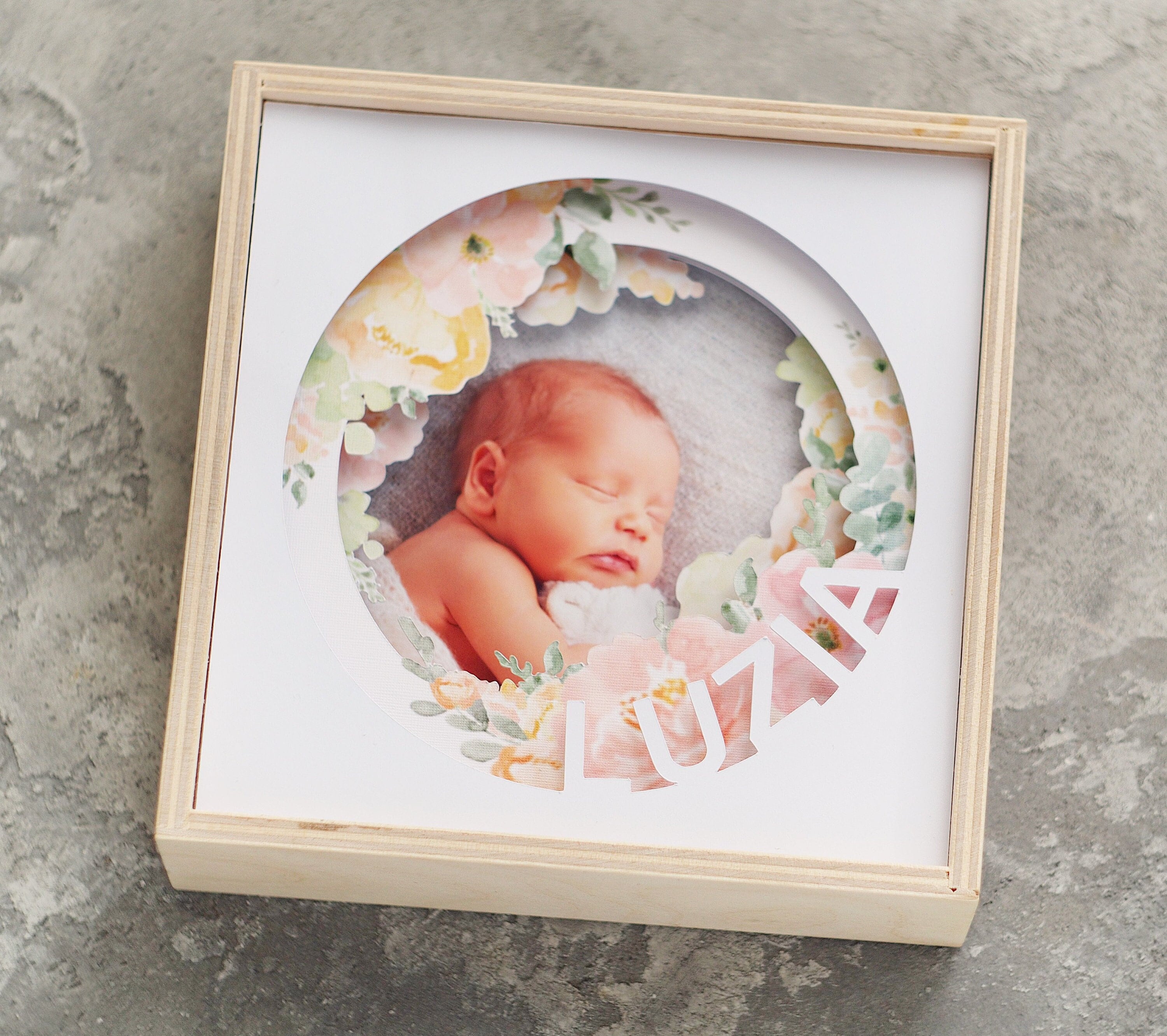 Flower Watercolor 3D Baby Photo Frame Baby Birth Stats Shadow - Etsy