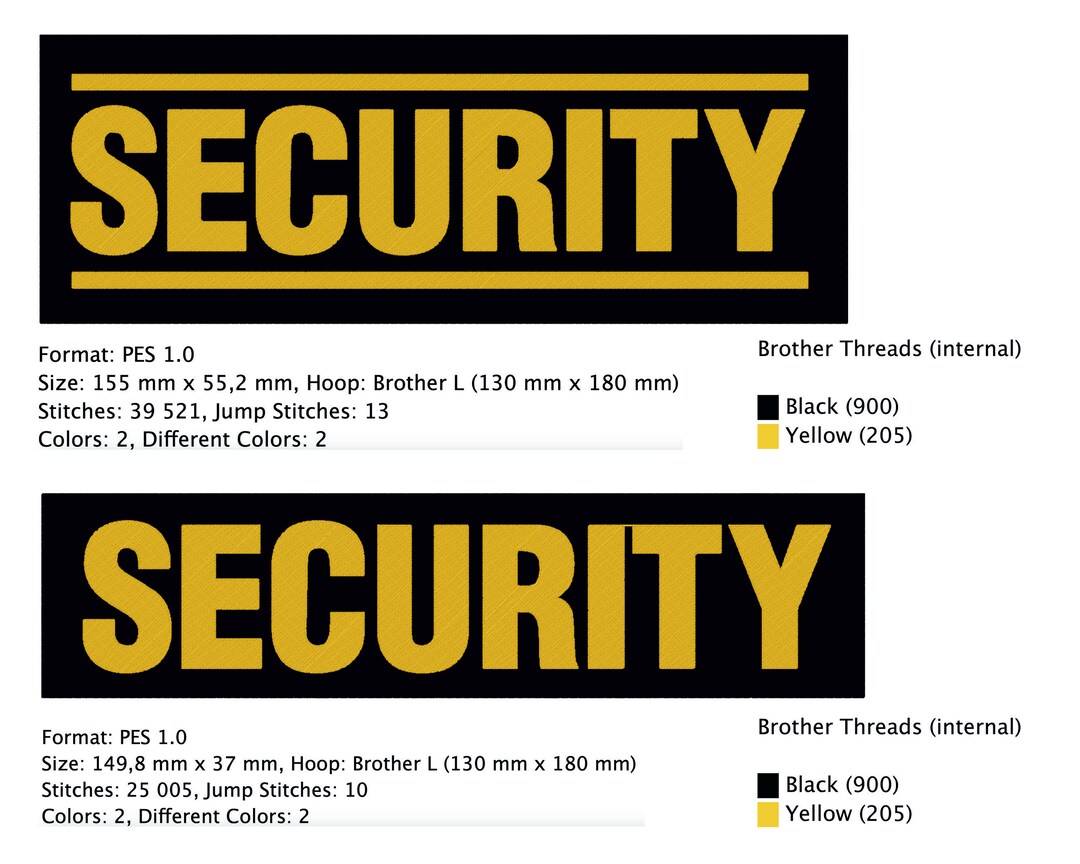 Security Embroidery Design, Guard Embroidery File, Security Pattern ...