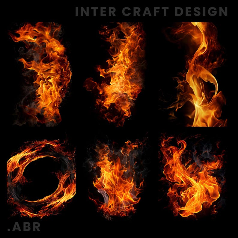 100 Fire Brushes for Photoshop, Realistic Brushes, Fire Effect ...