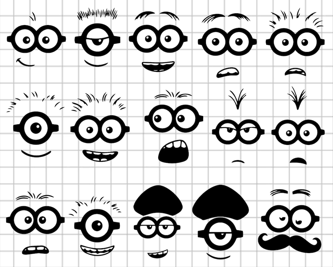 Minion Eyes Svg, Minion Face Svg Bundle, Funny Minion Clipart, Minion ...