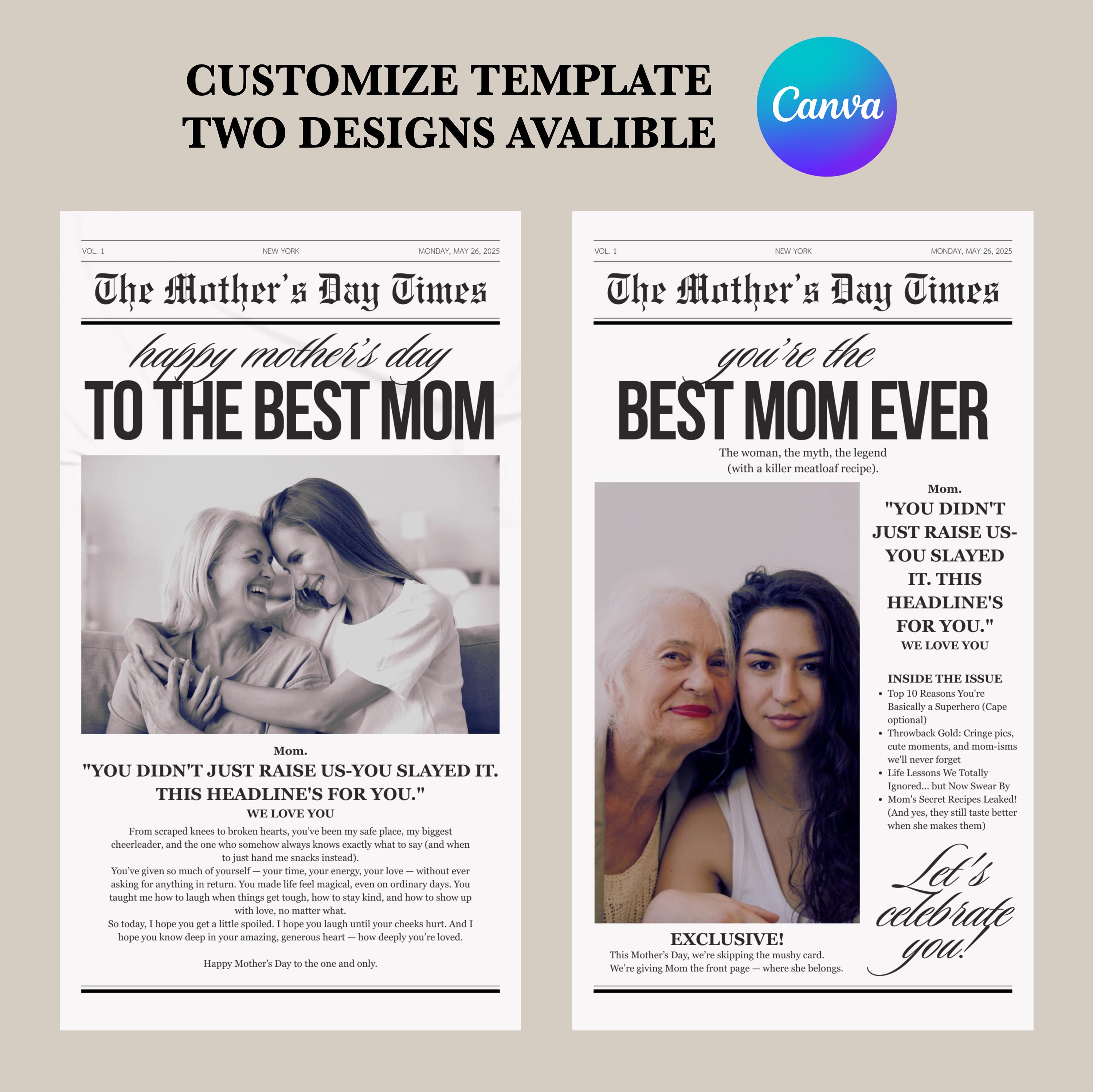 Editable Mothers Day Newspaper Template, Newspaper Flower Bouquet ...