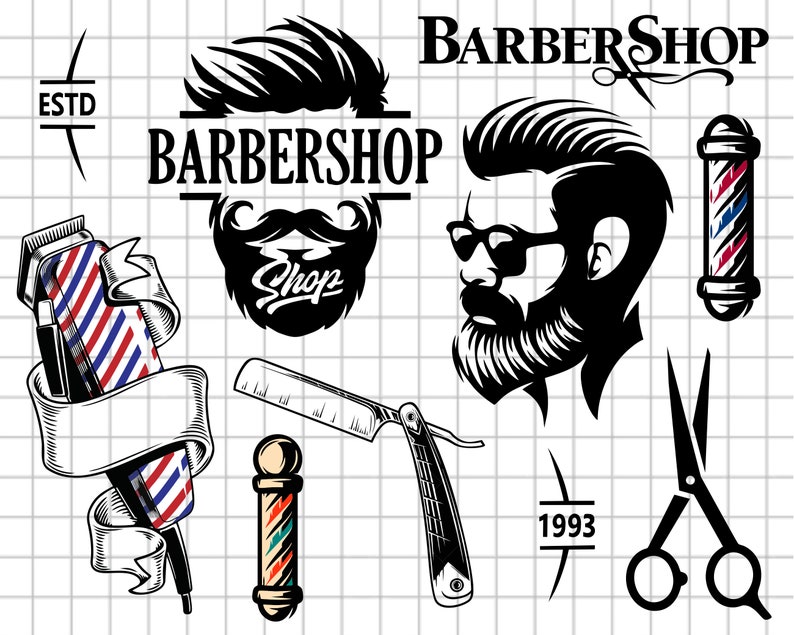 Barbershop Svg Bundle, Barber Pole Svg, Hair Silhouette, Barbershop ...