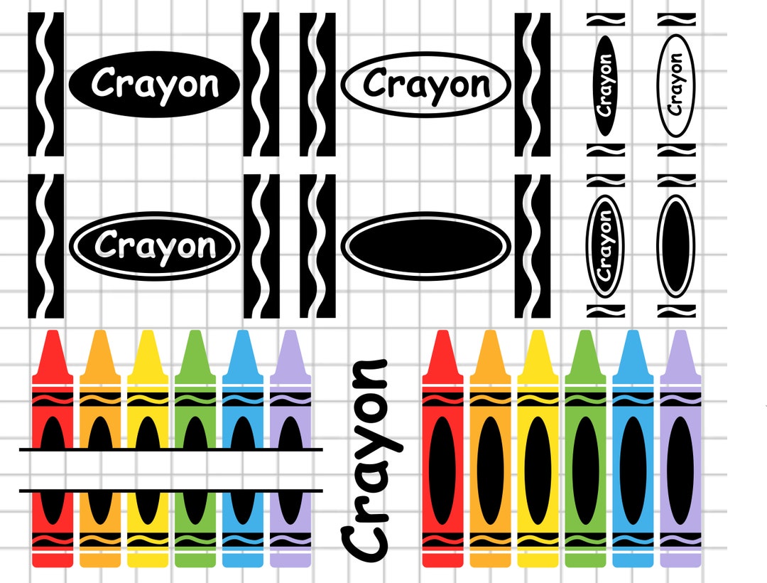 Crayon Svg Bundle, Monogram Clipart, Crayola Svg, Crayon Wrapper Svg ...