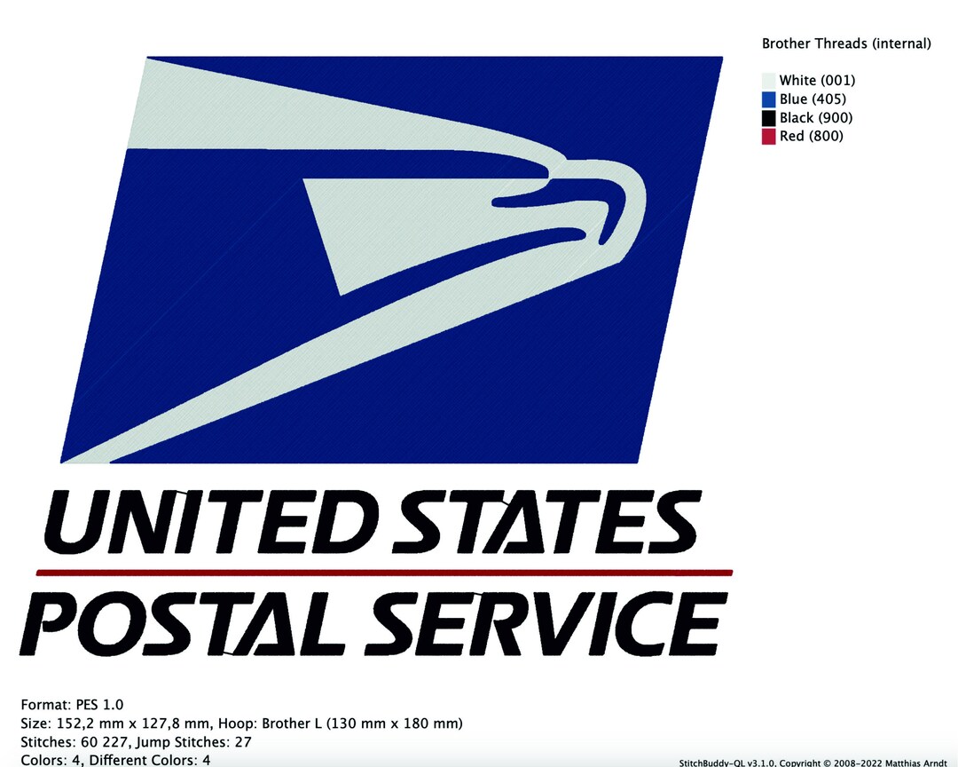 USPS Embroidery File Design for Embroidery Machine Postal - Etsy