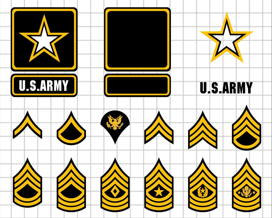 Us Army Ranks Svg, Us Army Enlisted Rank Svg, Army Svg, Ranks Clipart ...