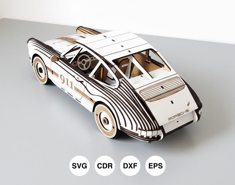 Porsche 911 Laser Cut, Classic Wood Model, Vintage Car Svg, Retro ...