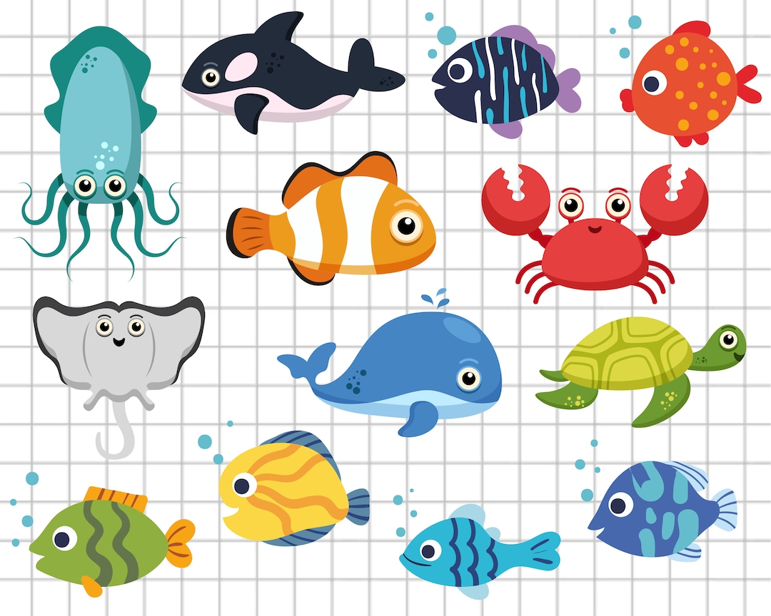 Cartoon Fish Svg, Cute Fish Svg, Ocean Clipart, Colorful Fish Svg, Baby ...