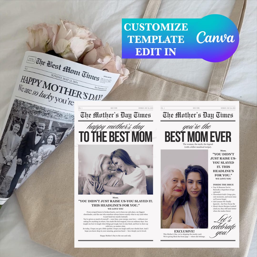 Editable Mothers Day Newspaper Template, Newspaper Flower Bouquet ...