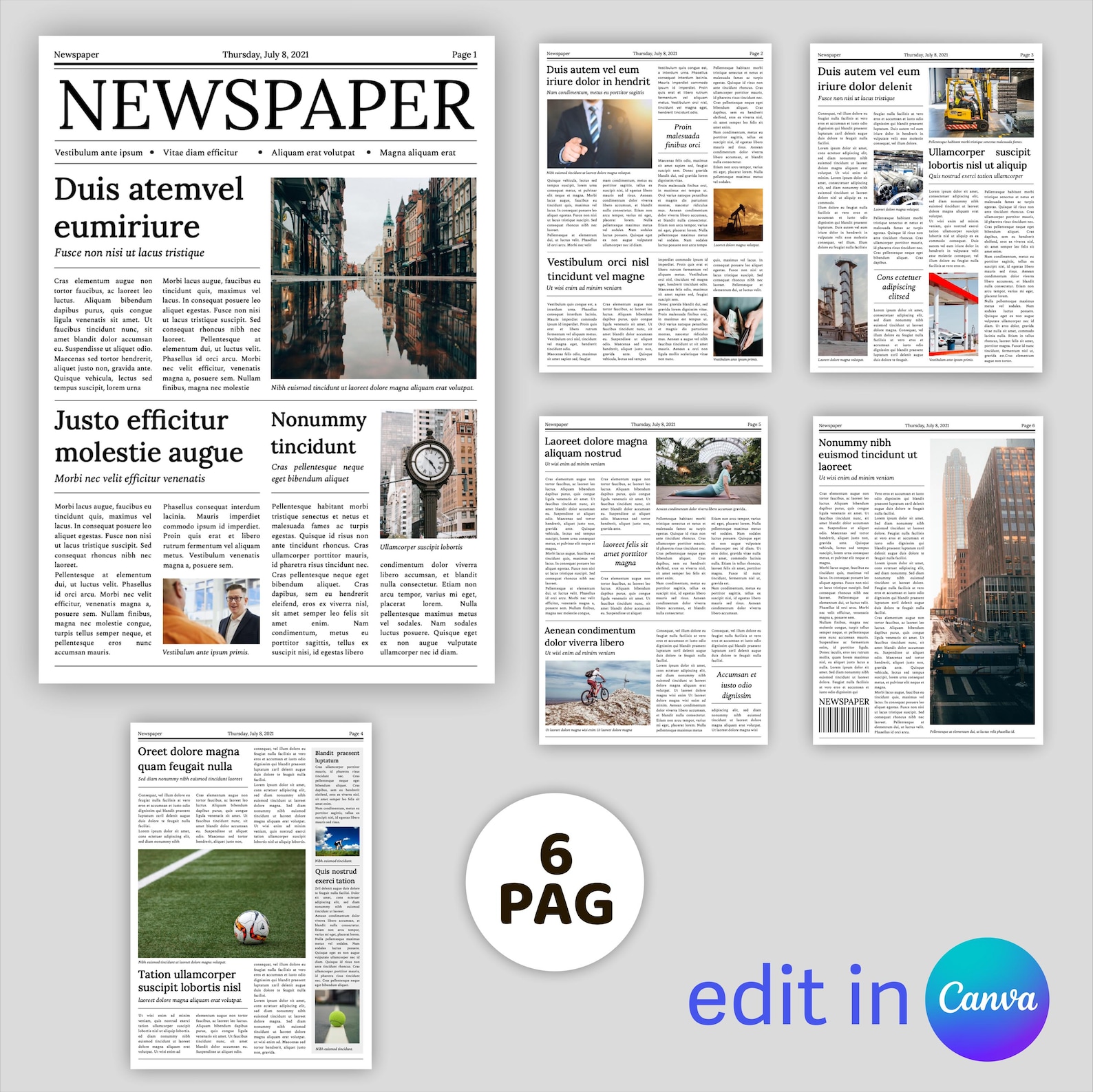 Canva Vintage Newspaper Template, Editable Newspaper, Retro Newspaper ...