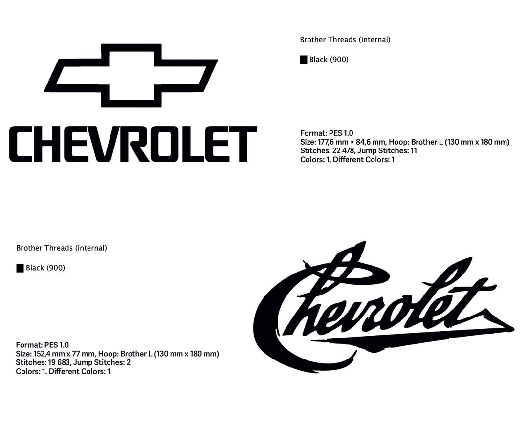 Chevrolet Embroidery Design, Chevy Embroidery File, Car Pattern, Design ...