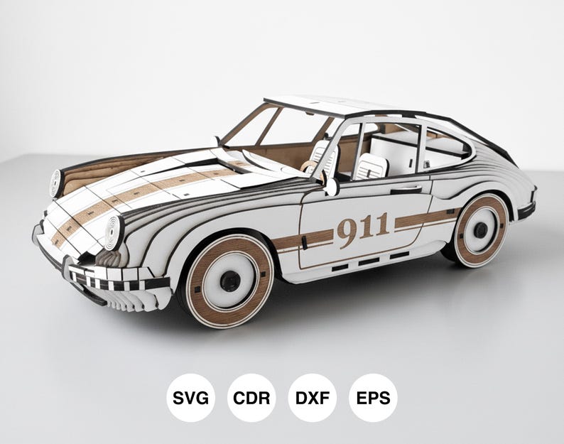 Porsche 911 Laser Cut, Classic Wood Model, Vintage Car Svg, Retro ...