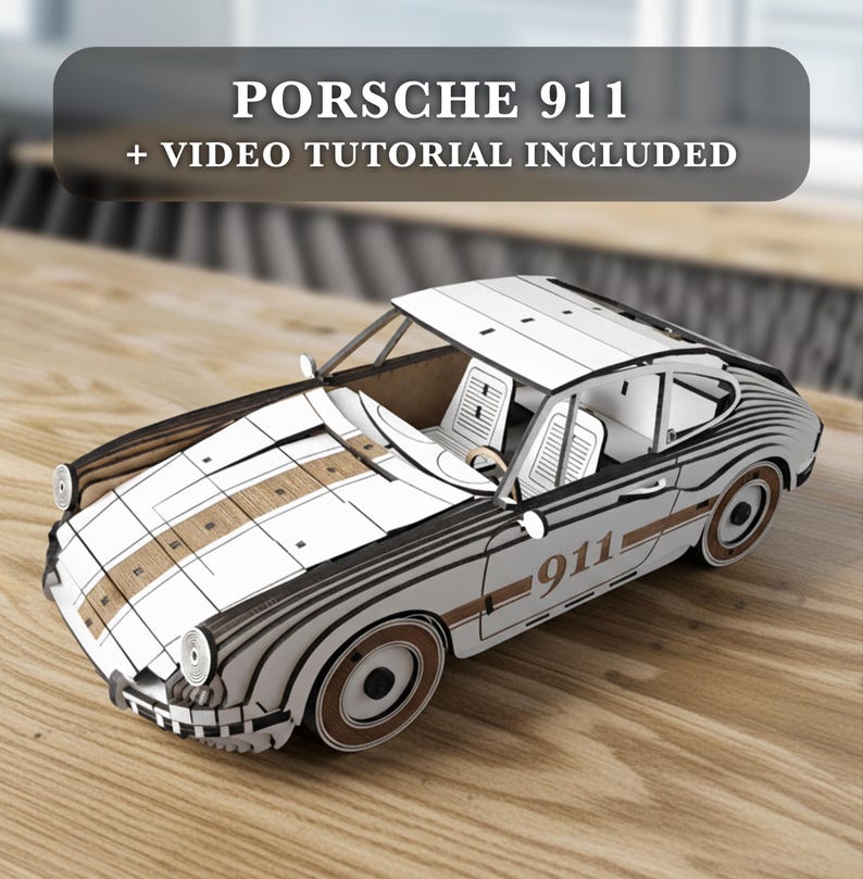 Porsche 911 Laser Cut, Classic Wood Model, Vintage Car Svg, Retro ...